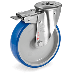 Серия 61 INOX Въртящи колела с отвор и спирачка на NLX вилка ...