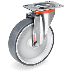 Серия 71 INOX Въртящи колела на NLX планка, сива гума/полипропилен ...