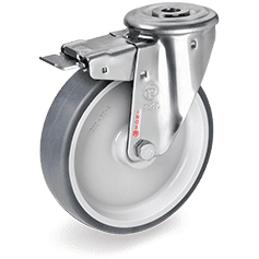 Серия 71 INOX Въртящи колела с отвор и спирачка на NLX вилка ...