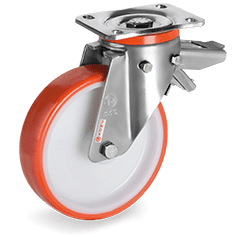 Серия 60 INOX Въртящи колела на усилена PX планка със спирачка ...